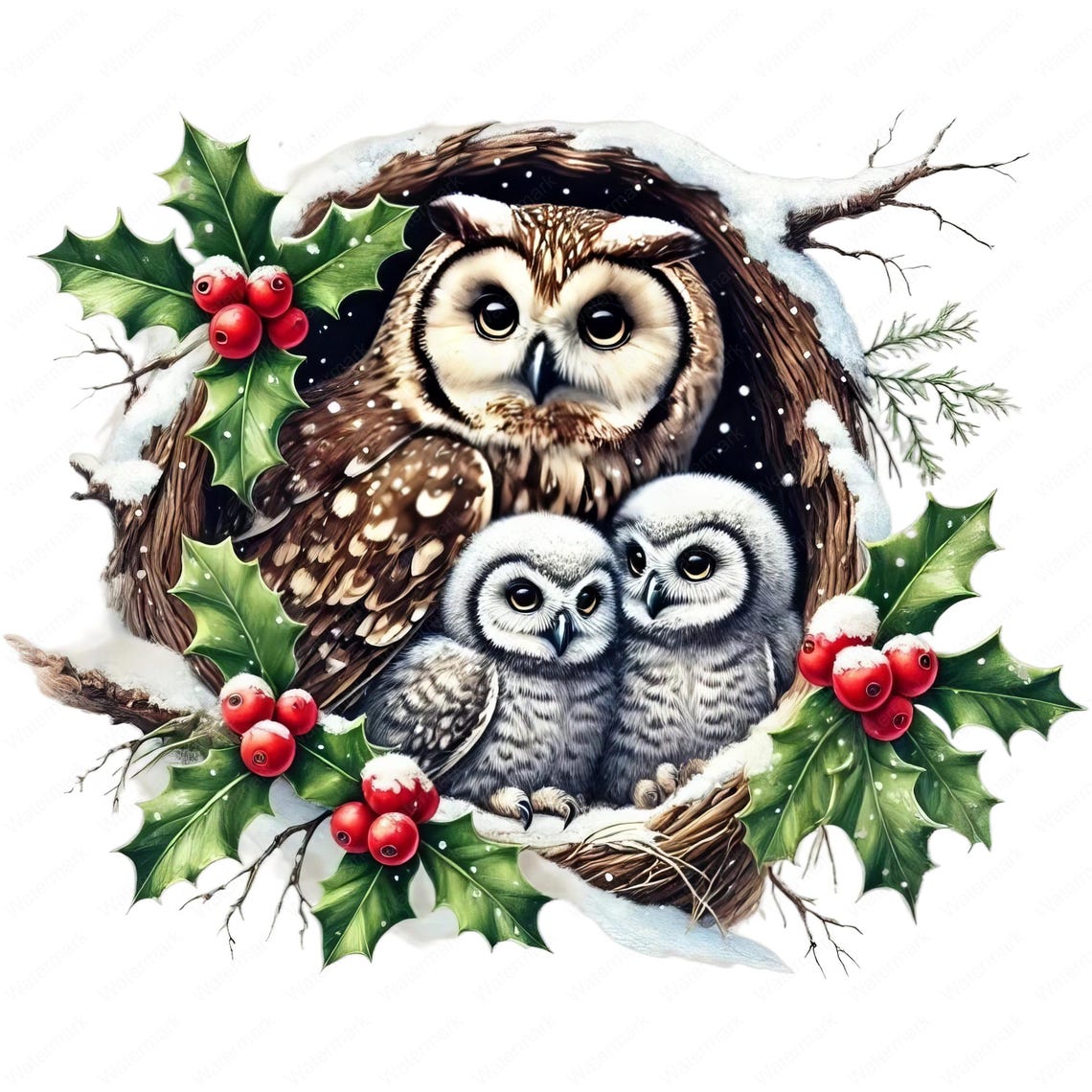 Festive Owl Clipart Bundle: Winter Christmas Decor (digital Download ...
