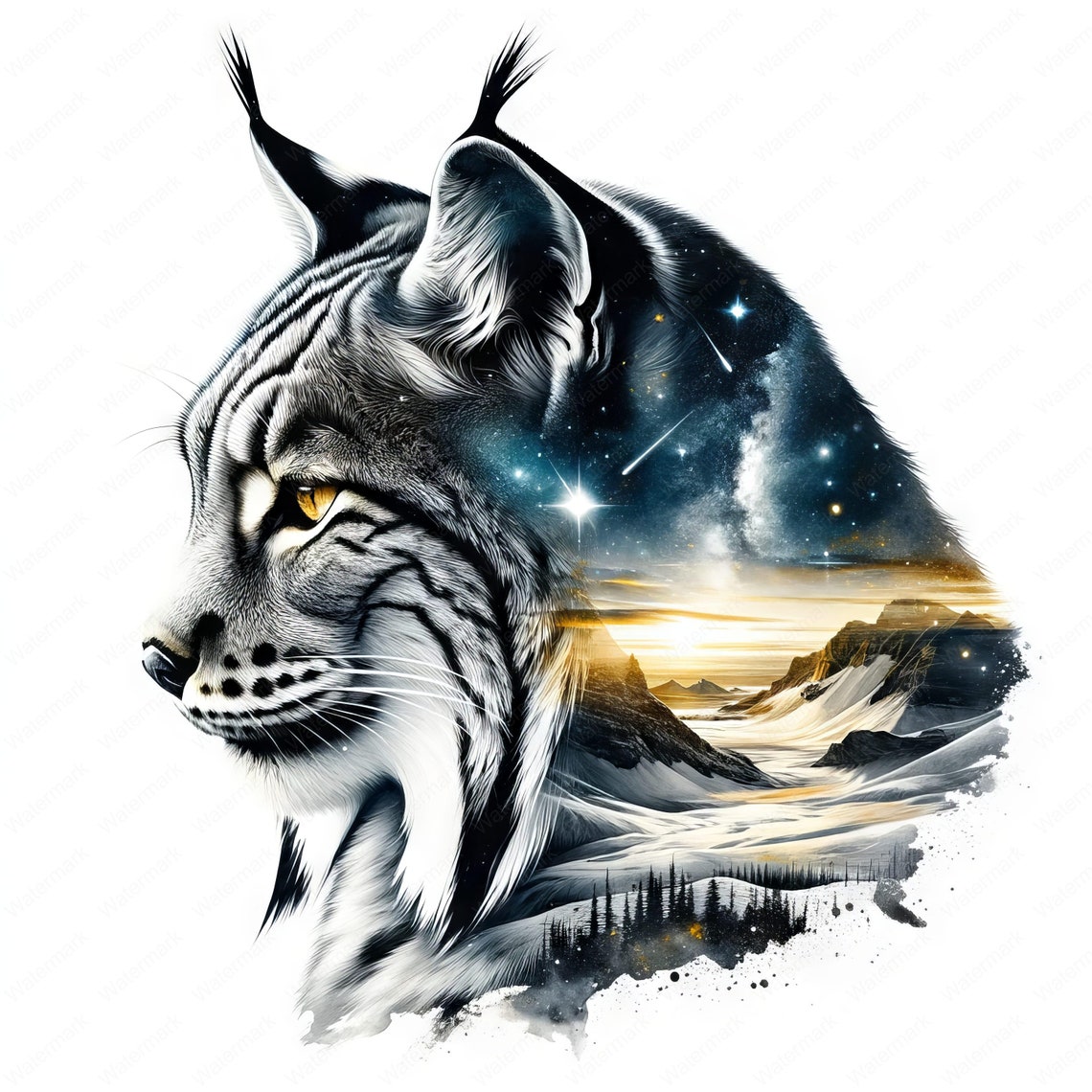 Majestic Lynx Clipart Bundle: Forest Animal Art (digital Download ...