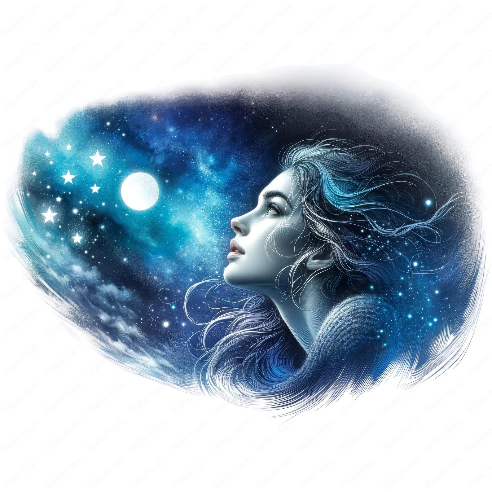 Dreamy Night Sky Clipart Bundle: Celestial Art Designs (digital ...