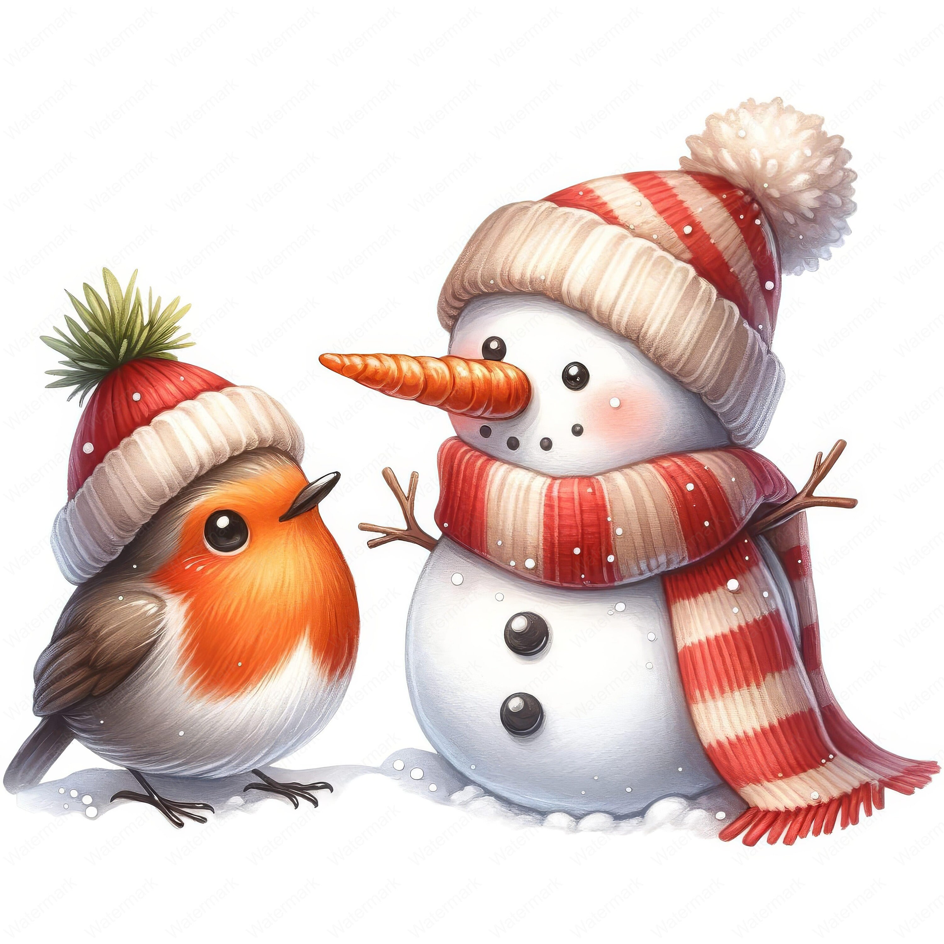 Christmas Robin Clipart Bundle: Holiday Designs (digital Download ...