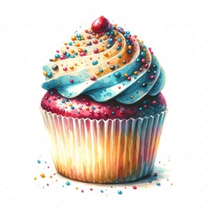 Sprinkled Cupcake Clipart | Dessert Art, Commercial Use (digital ...