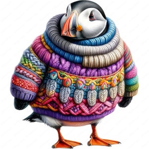 Puffin Knit Clipart | Cozy Puffin Knit Clipart Bundle | 10 High-quality ...