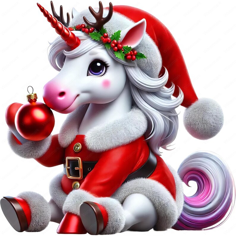Christmas Unicorn Clipart Bundle: Holiday Art, Commercial Use (digital ...