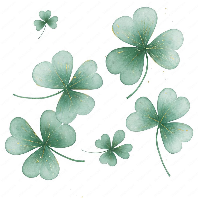 Shamrock Clipart | Shamrock PNG Bundle | Clover Watercolor Designs ...