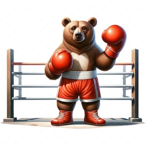 Boxing Bear Clipart: Sports Art Printables (digital Download) - Etsy