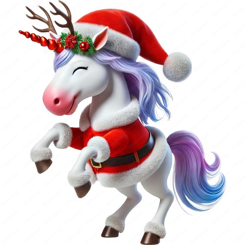 Christmas Unicorn Clipart Bundle: Holiday Art, Commercial Use (digital ...