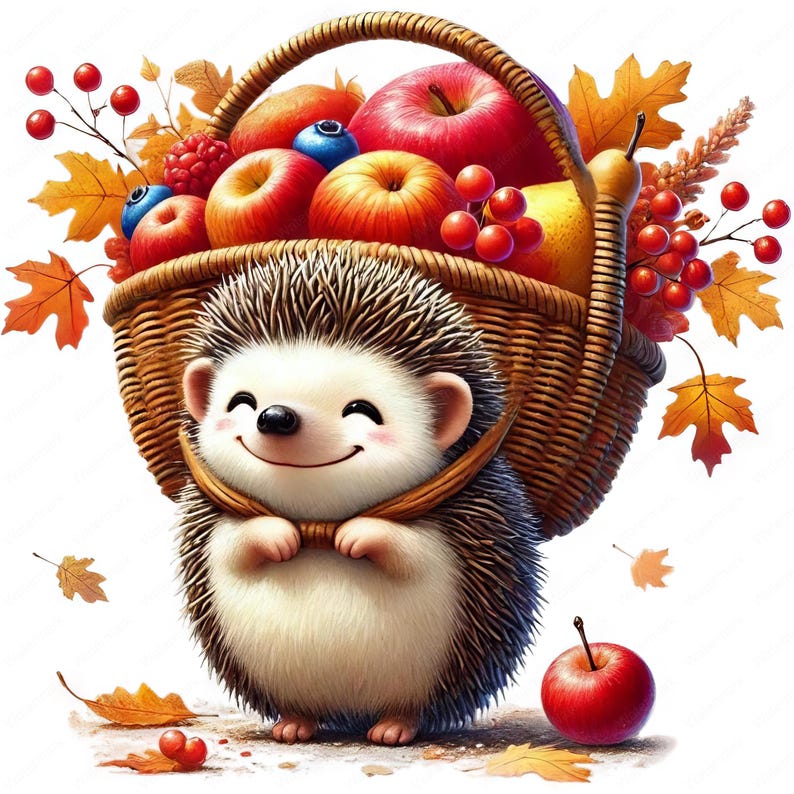 Autumn Hedgehog Clipart Bundle | Fall Woodland Animal Art (digital ...