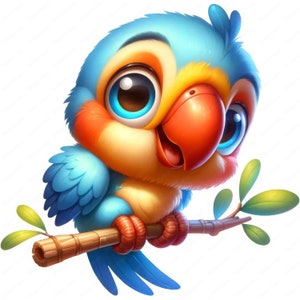 Cute Parrot Clipart | Funny Parrot Clipart Bundle | 10 High-quality ...