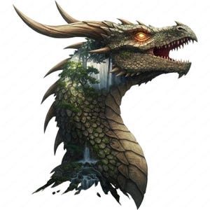 Elemental Dragon Clipart: Fire, Water, Earth, Ice, Lightning (PNG & JPG ...
