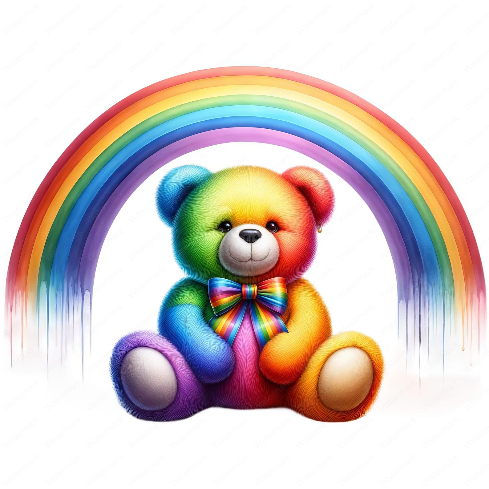 Rainbow Teddy Bear Clipart: Colorful Bear Illustrations (digital Prints ...