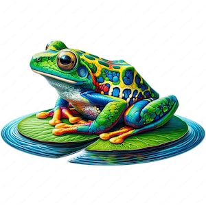 Playful Frog Clipart Bundle: Pond Life Art, Commercial Use (digital ...