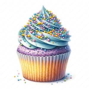 Sprinkled Cupcake Clipart | Dessert Art, Commercial Use (digital ...