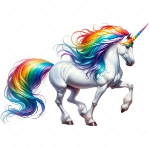 Rainbow Unicorn Clipart | Magical Designs for Commercial Use (digital ...