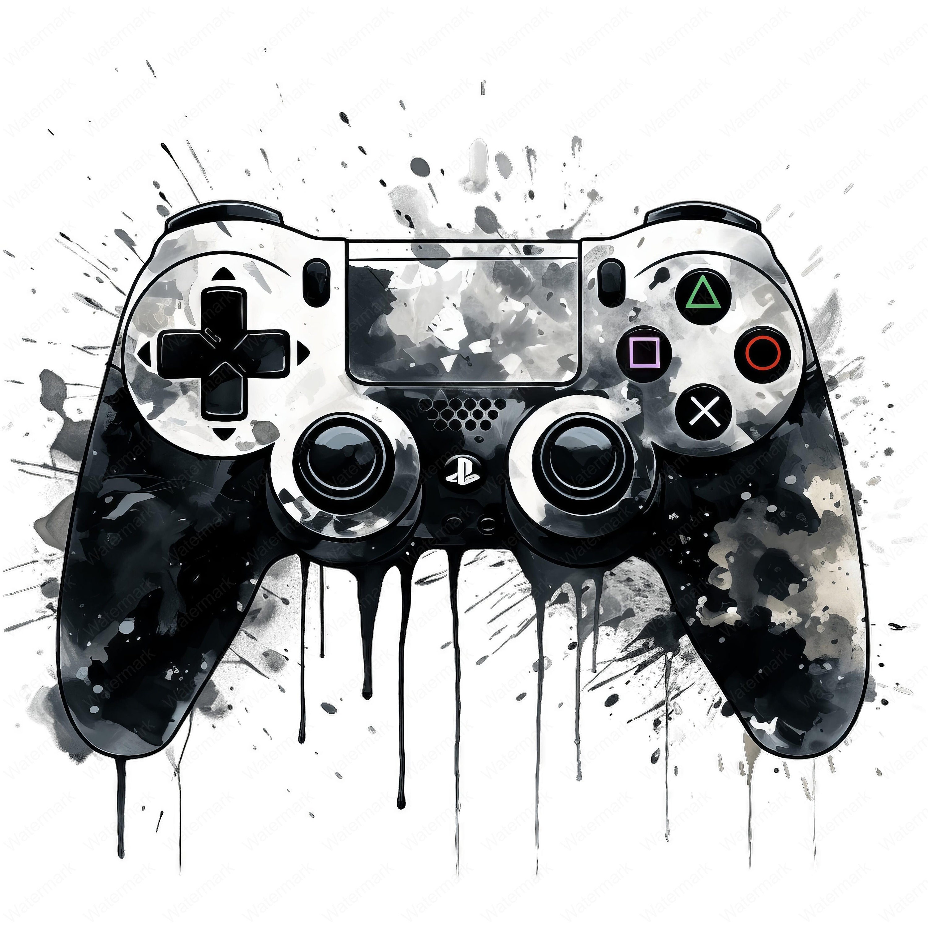 Monochrome Game Controller Clipart Bundle: Gaming Art Printables ...