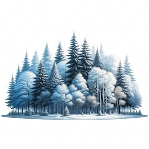 Winter Forest Clipart | Mystical Winter Forest Clipart Bundle | 10 High ...