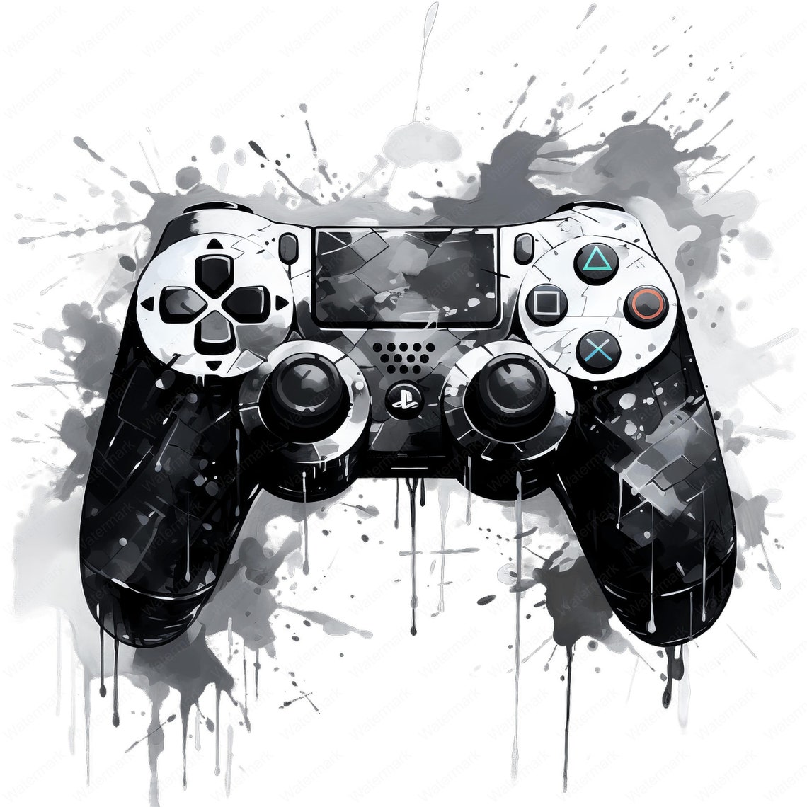 Monochrome Game Controller Clipart Bundle: Gaming Art Printables ...