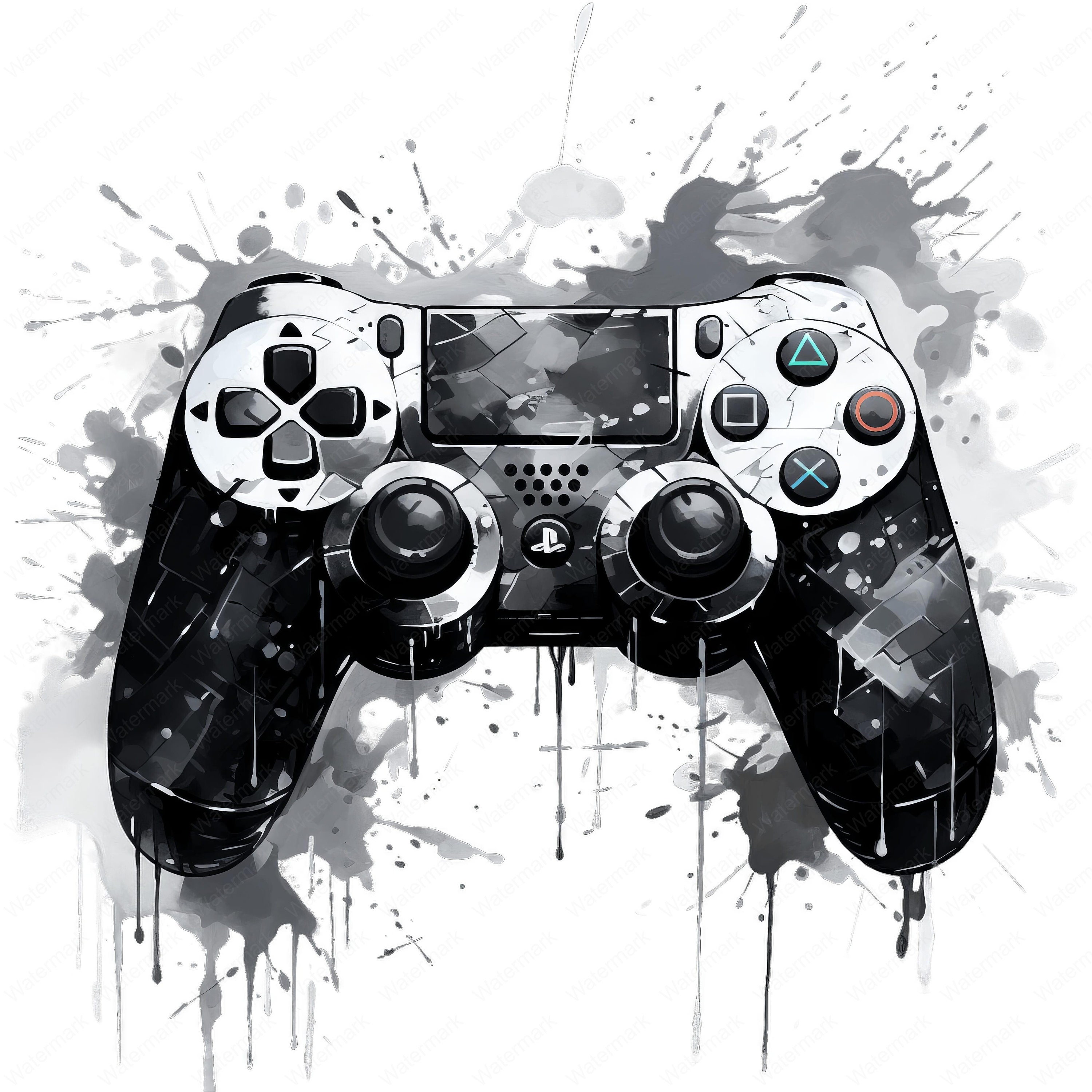 Monochrome Game Controller Clipart Bundle: Gaming Art Printables ...