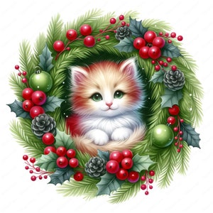 Christmas Cat Clipart Clipart Bundle 01 10 Festive Images Holiday Art ...