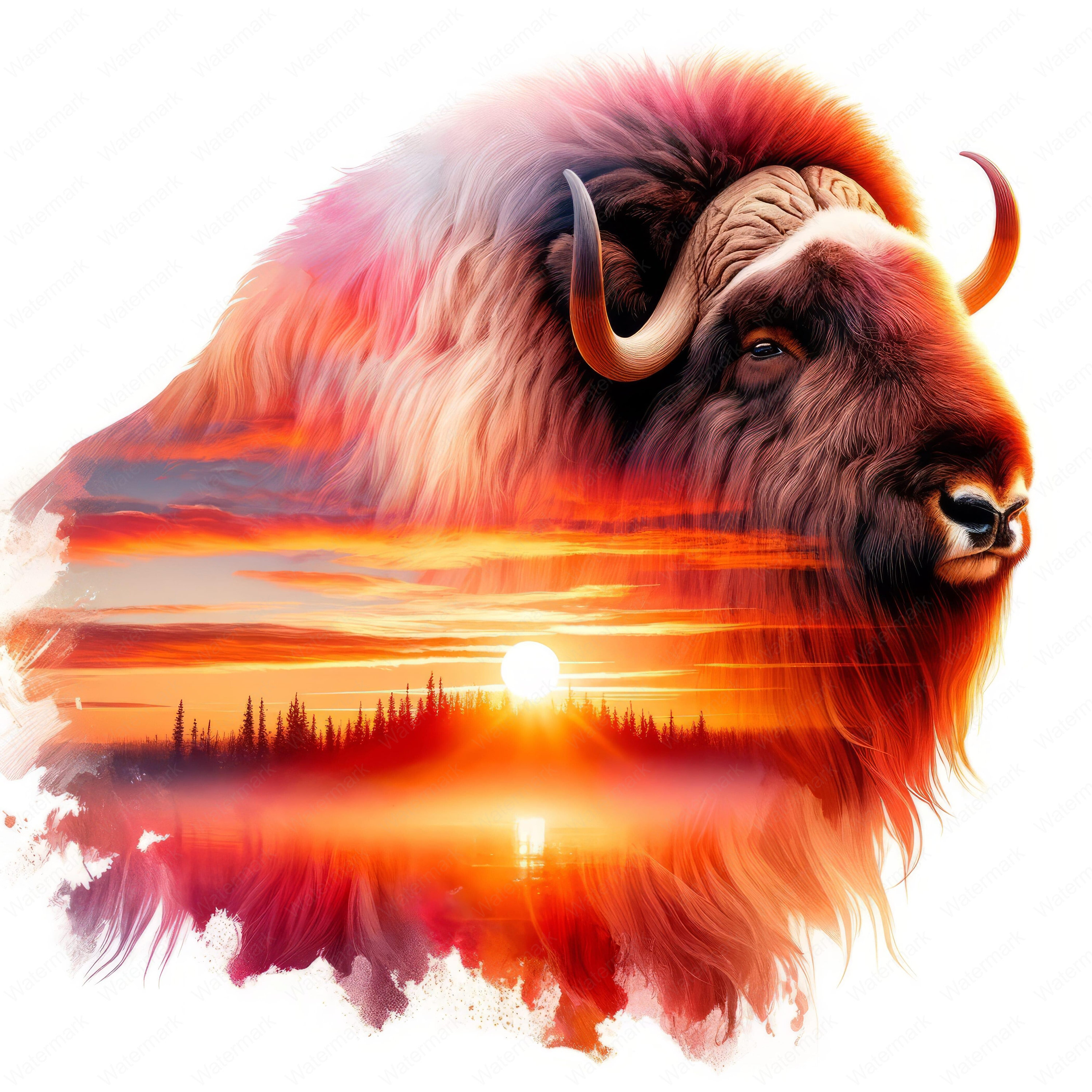 Wild Muskox Clipart Bundle: Arctic Animal Designs (digital Download ...