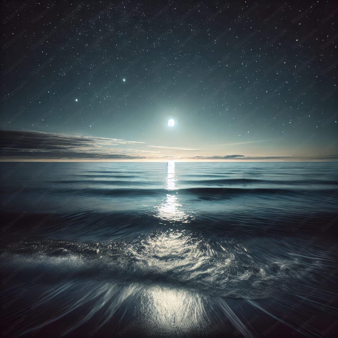 Seascape Clipart | Midnight Ocean Digital Paper | Peaceful Designs ...