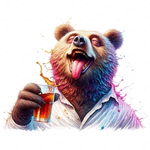 Funny Drunk Bear Clipart Humorous Drunk Bear Clipart Bundle 10 High ...