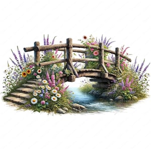 Floral Bridge Clipart: Garden Art Designs (digital Download) - Etsy