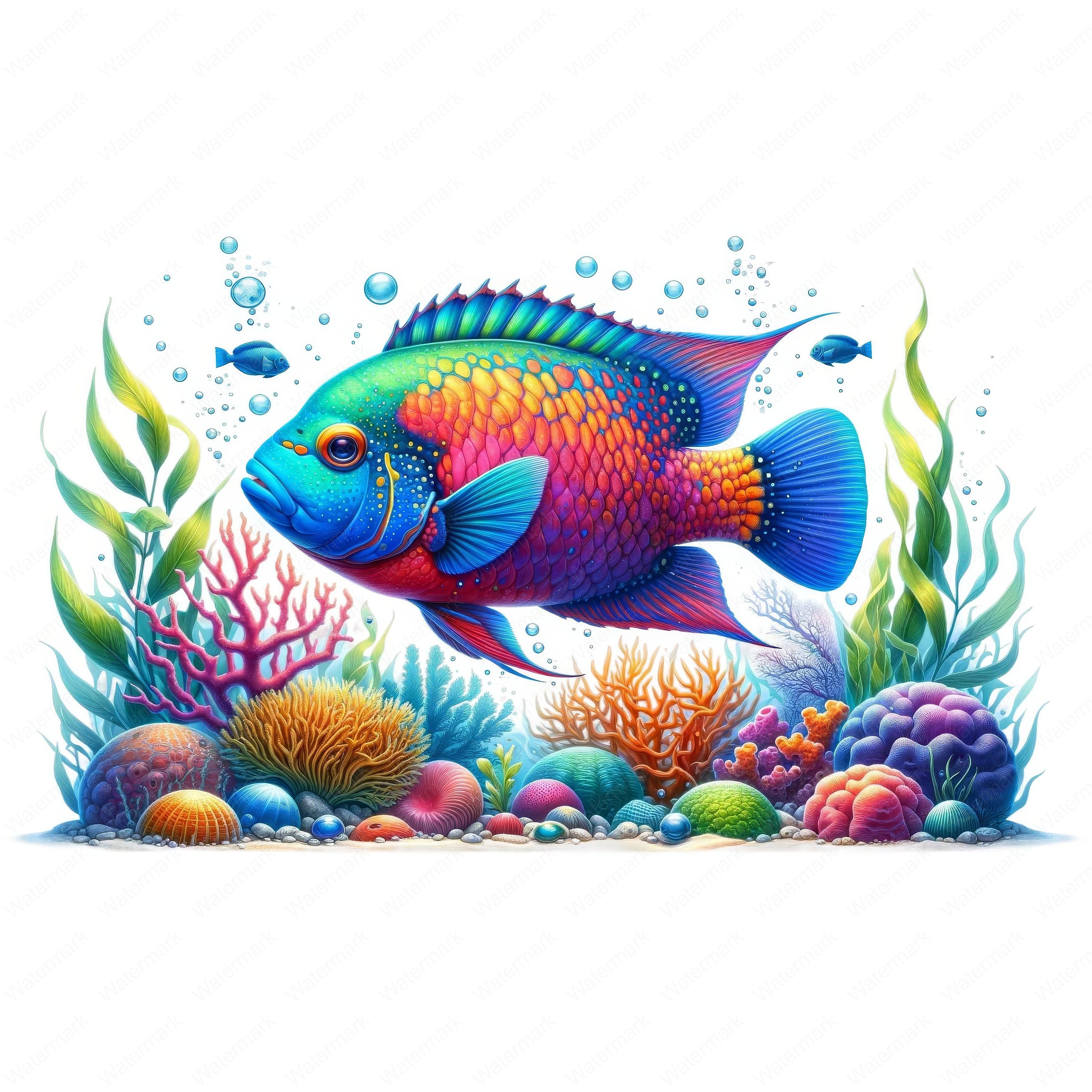 Vibrant Ocean Fish Clipart Bundle: Marine Art Printables (digital ...