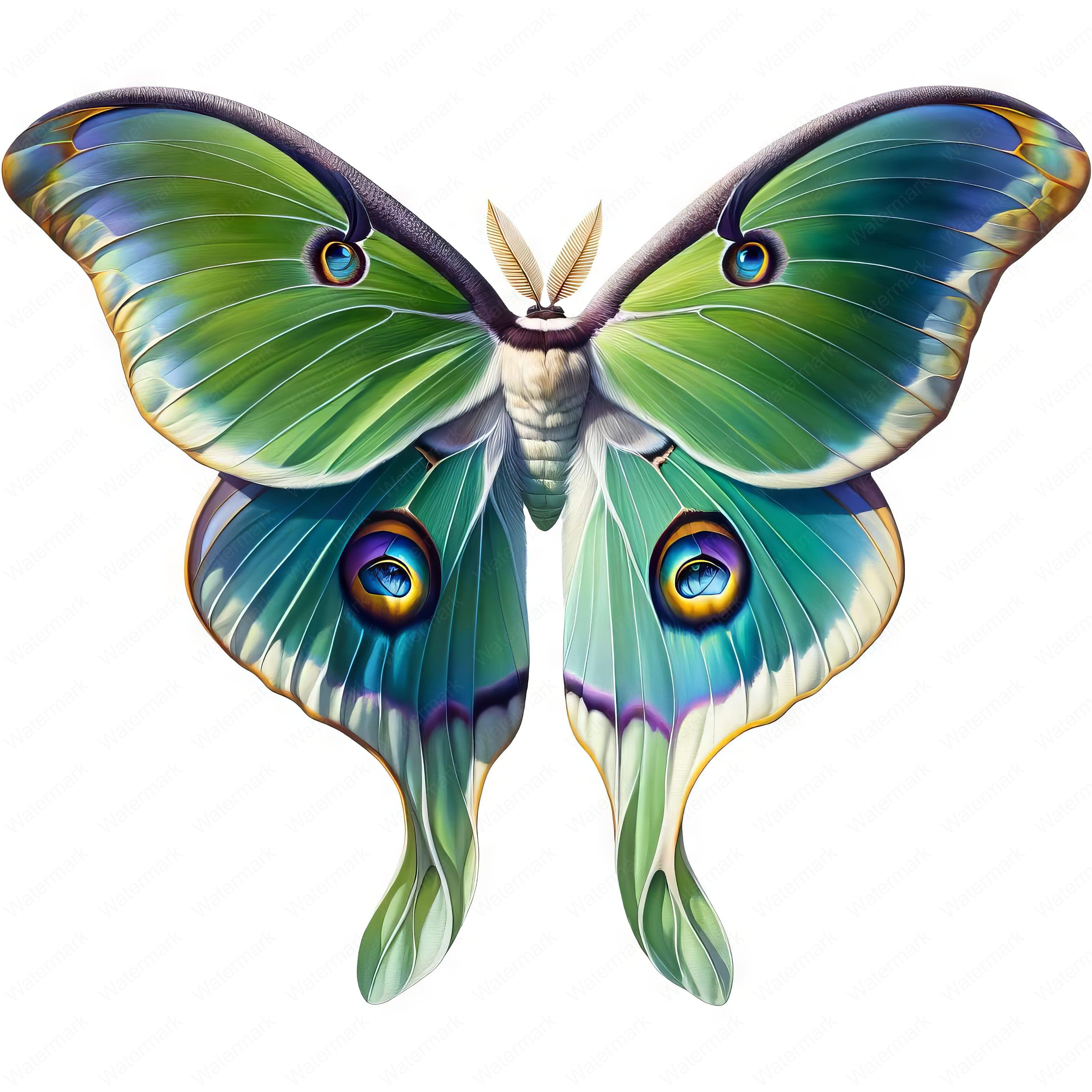 Elegant Luna Moth Clipart Bundle | Commercial Butterfly Art (digital ...