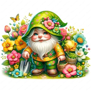 Spring Gnome Clipart | Spring Gnome Clipart Bundle 02 | 10 High-quality ...