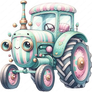 Cute Cartoon Tractor Clipart | Adorable Tractor Clipart Bundle | 10 ...
