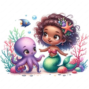 Little Mermaid Clipart Bundle: Enchanting Underwater Designs (digital ...