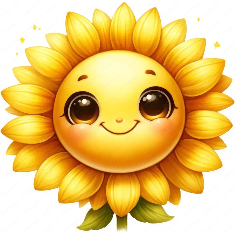 Sunflower Smiley Face Clipart Bundle | Cheerful Flower Art (digital ...
