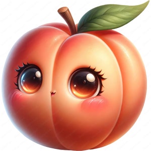 Cute Peach Clipart | Sweet Cute Peach Clipart Bundle | 10 High-quality ...