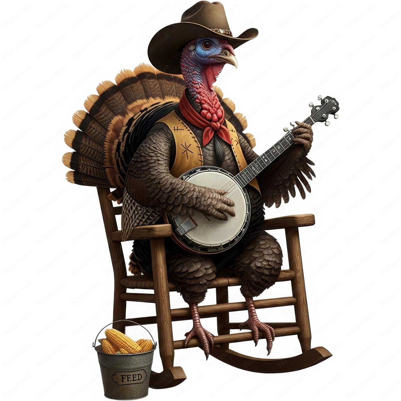 Cowboy Turkey Clipart: 3D Western Cartoon PNG Bundle (digital Download ...
