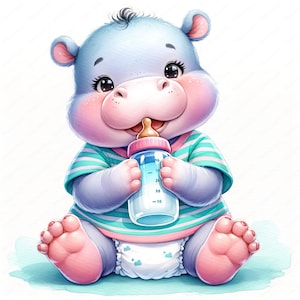 Baby Hippo Clipart Clipart Bundle 10 Adorable Images Animal Art Crafts ...