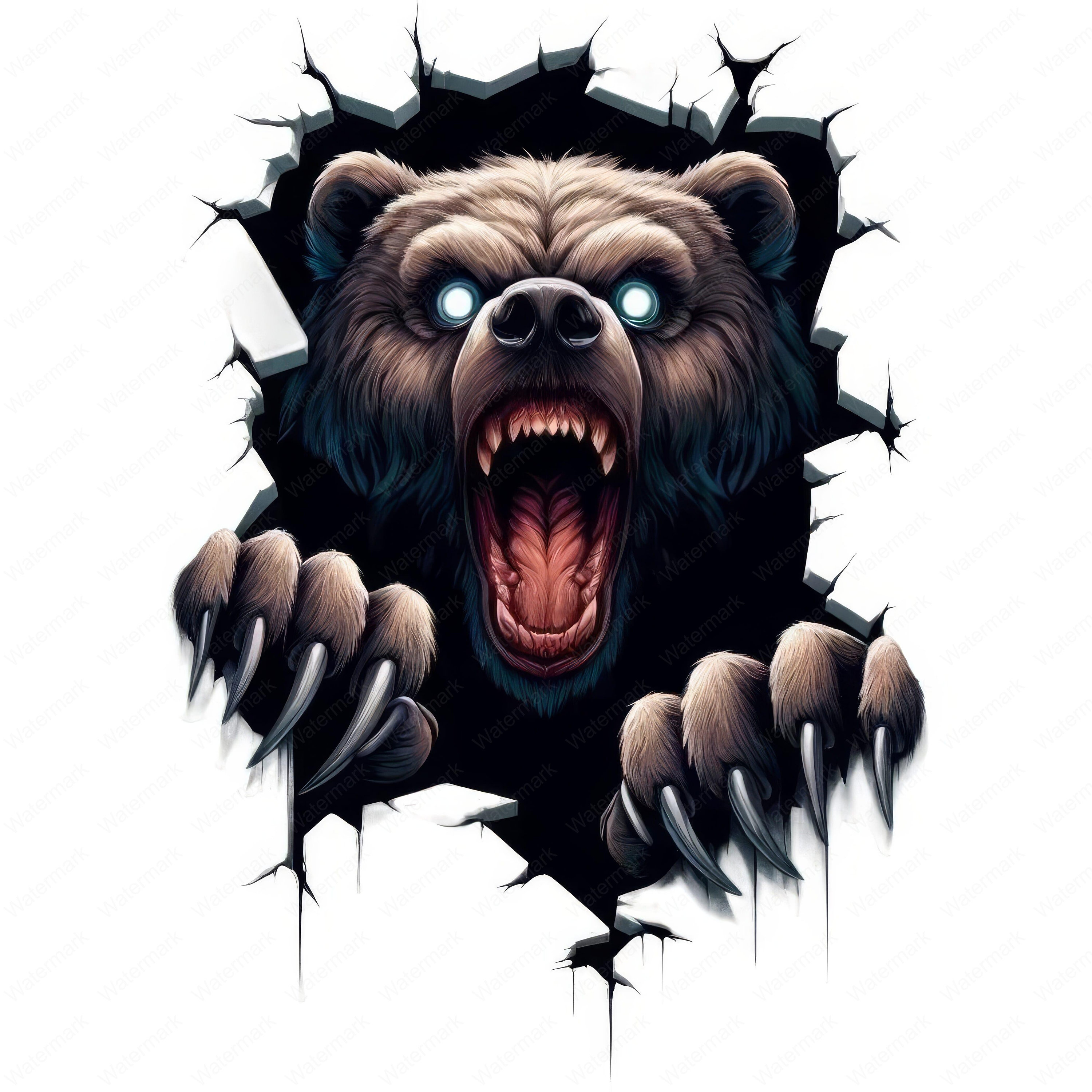 Terrifying Bear Clipart Bundle: Wildlife Art Printables (digital ...