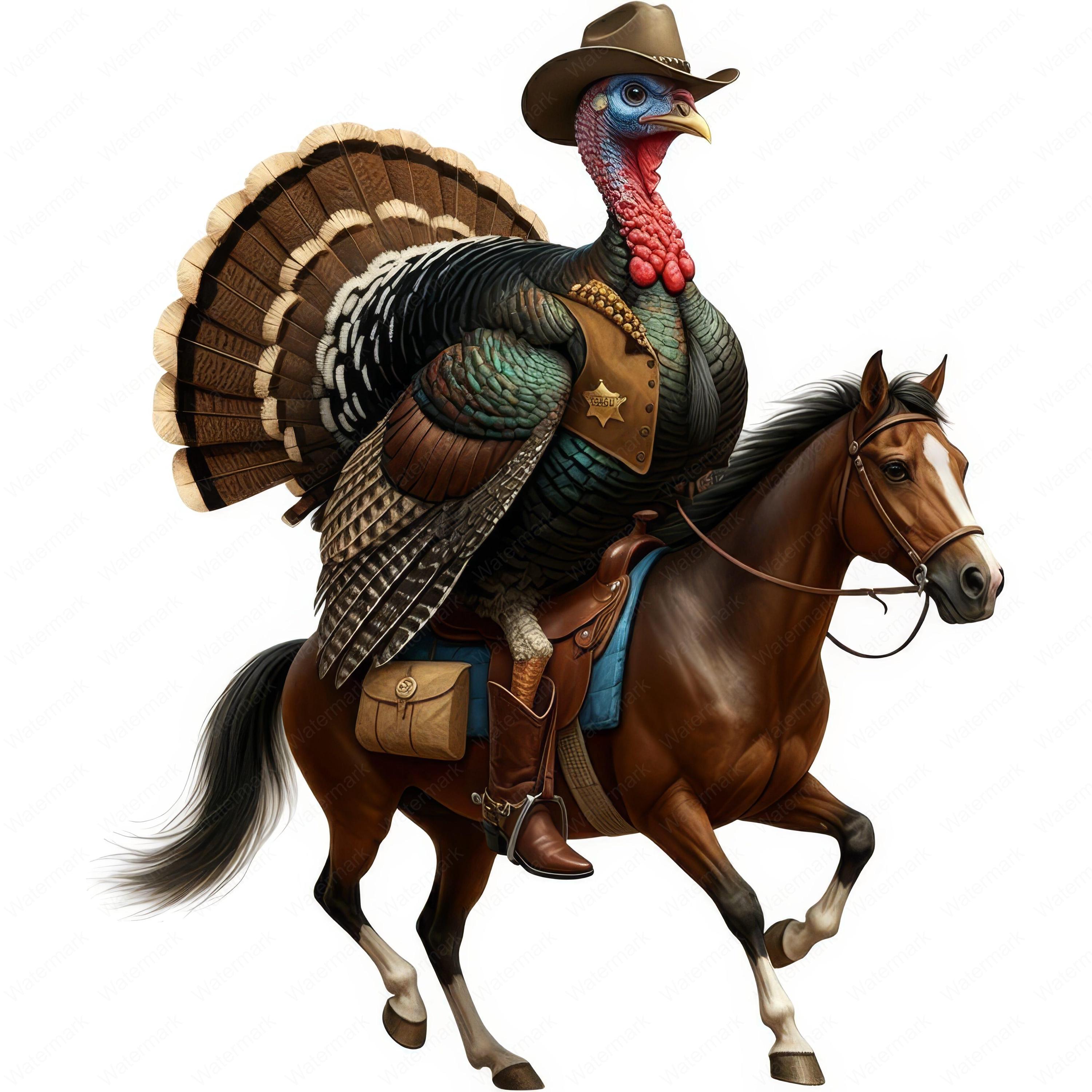 Cowboy Turkey Clipart: 3D Western Cartoon PNG Bundle (digital Download ...