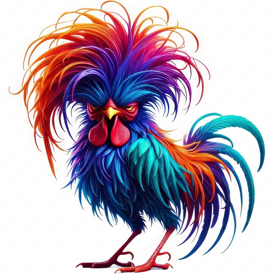 Colorful Rooster Clipart | Vibrant Fantasy Chicken PNG Bundle | 10 High ...