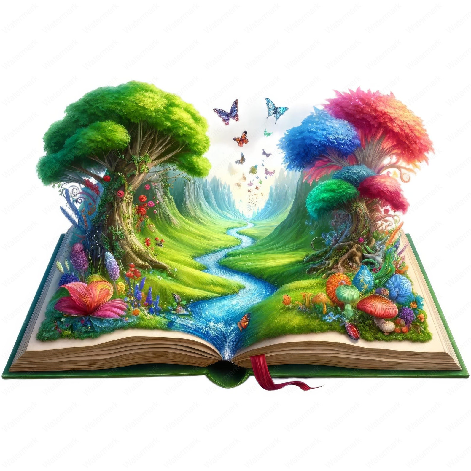 Magical Open Book Clipart Fantasy Landscape Book Clipart Bundle 10 High ...