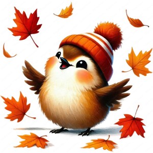 Autumn Bird Clipart Cozy Fall Bird Clipart Bundle 10 High Quality