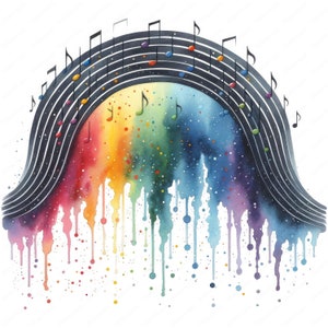 Watercolor Music Note Clipart | Rainbow Musical Art, Commercial Use ...