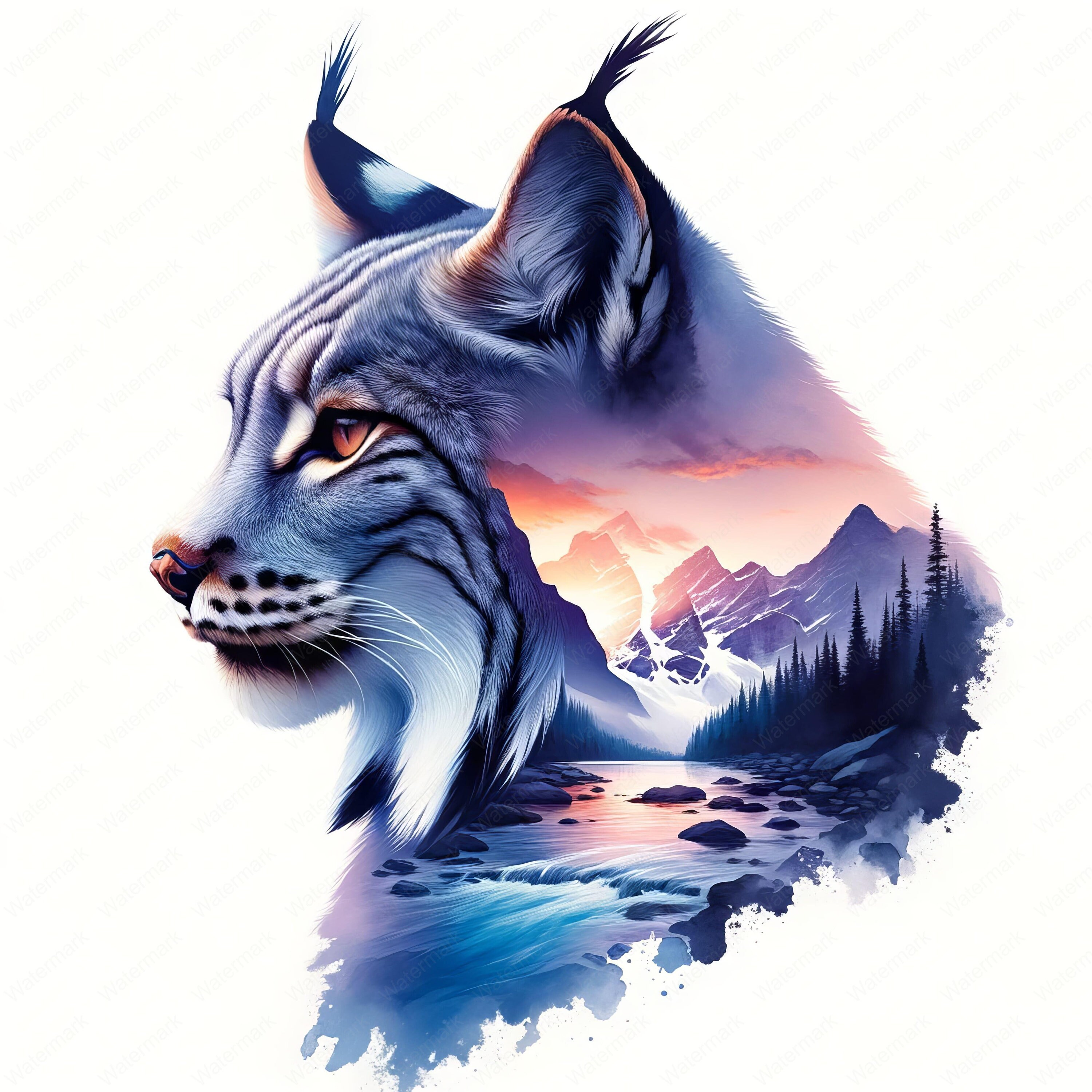 Majestic Lynx Clipart Bundle: Forest Animal Art (digital Download ...
