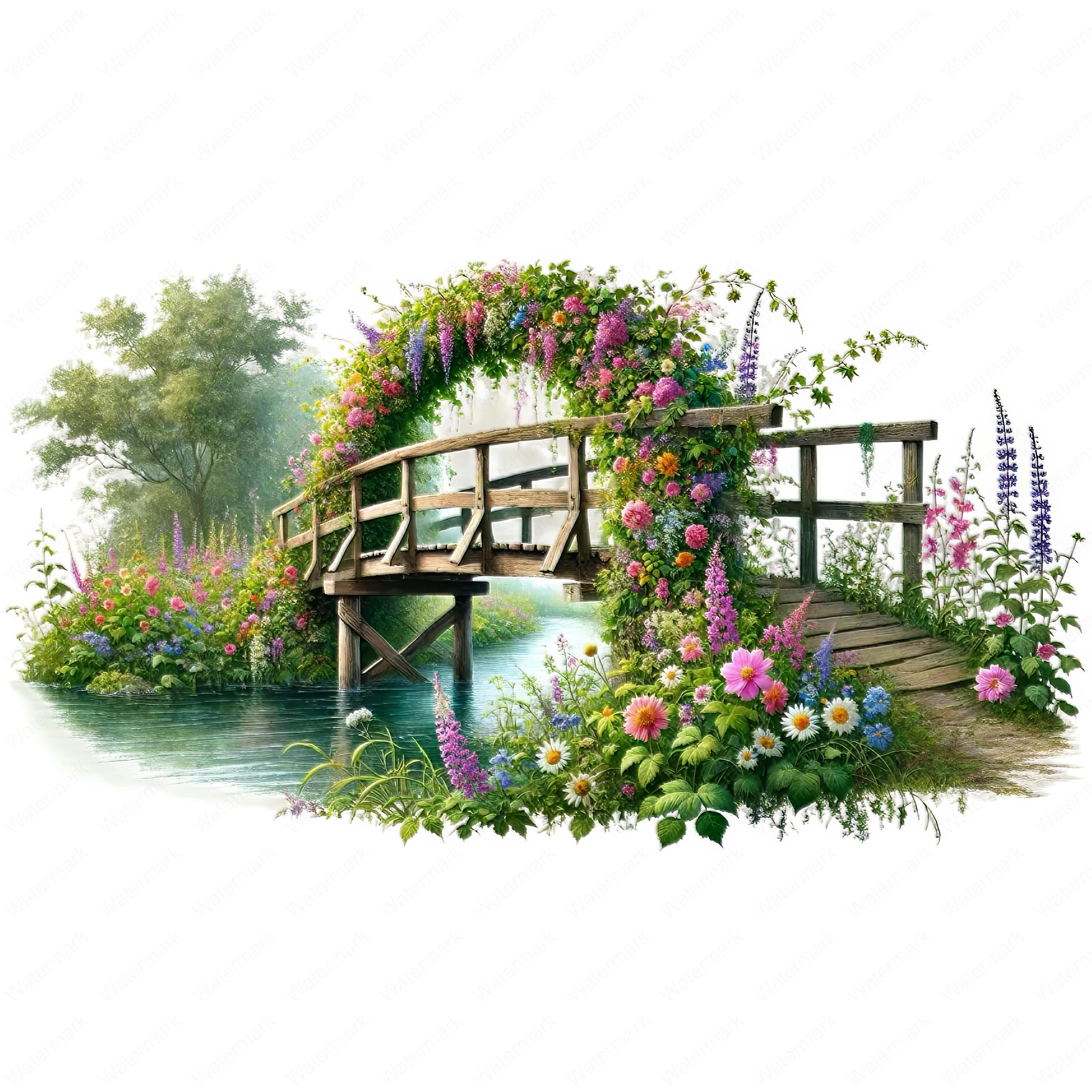 Floral Bridge Clipart: Garden Art Designs (digital Download) - Etsy