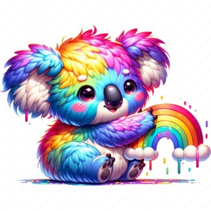 Rainbow Koala Clipart | Cute Rainbow Koala Clipart Bundle | 10 High ...