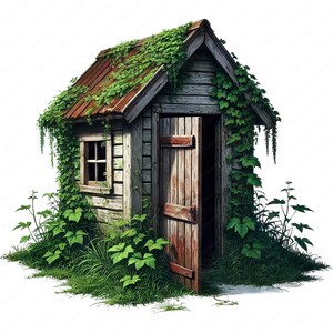 Rustic Outhouse Clipart | Charming Rustic Outhouse Clipart Bundle | 10 ...