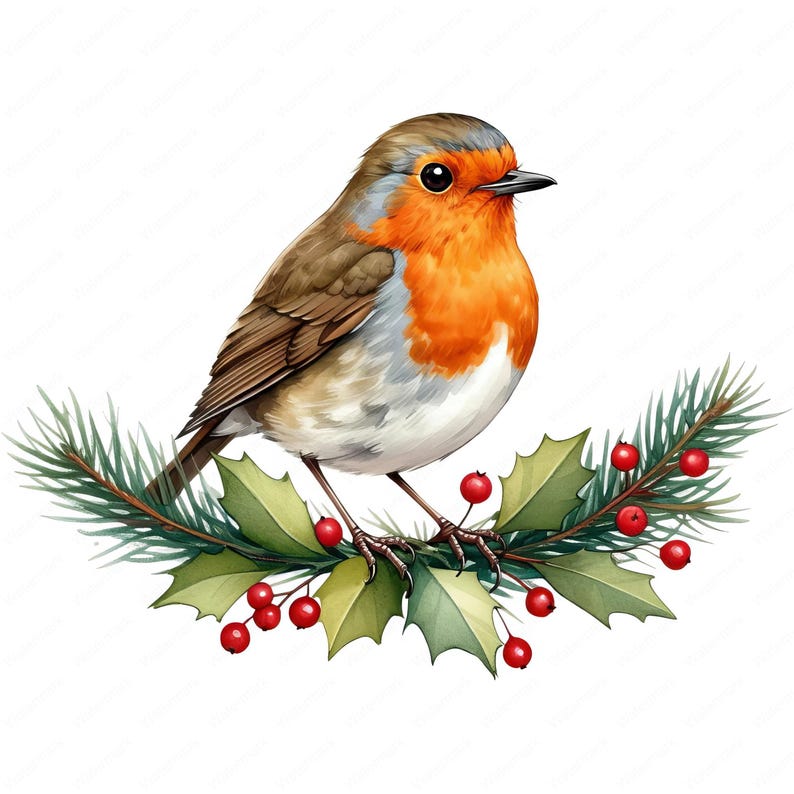 Christmas Robin Clipart Bundle: Festive Bird Art (digital Download) - Etsy