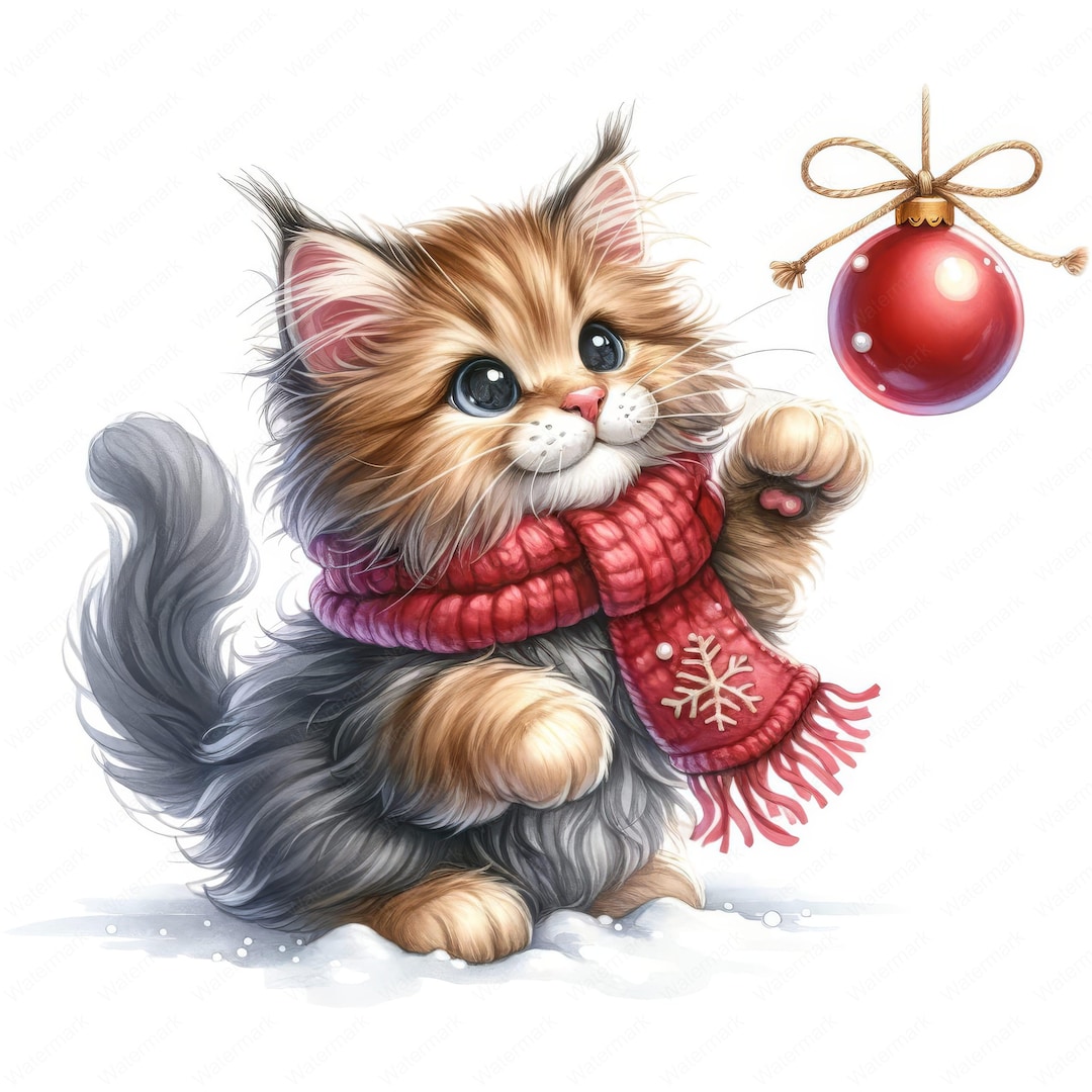 Christmas Cat Clipart: Festive Holiday Designs (digital Download) - Etsy