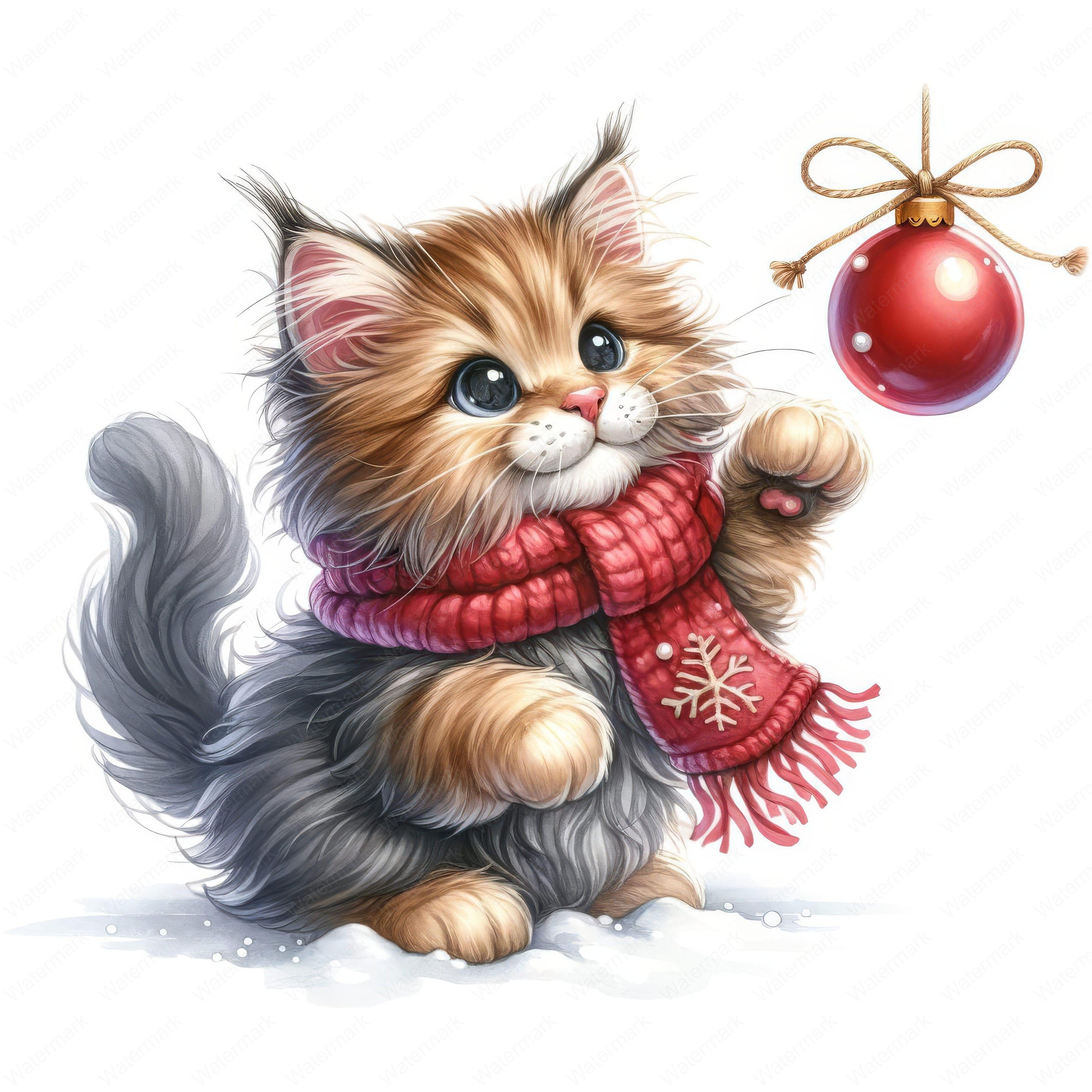 Christmas Cat Clipart: Festive Holiday Designs (digital Download) - Etsy