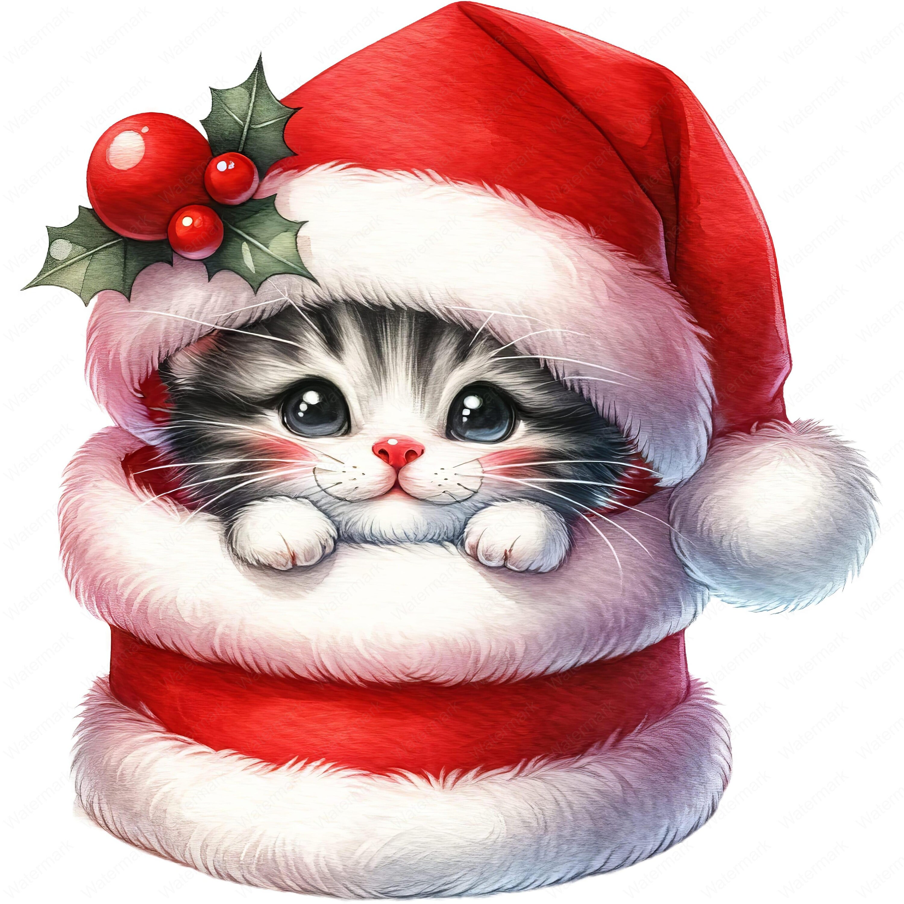 Christmas Cat Clipart: Festive Holiday Designs (digital Download) - Etsy