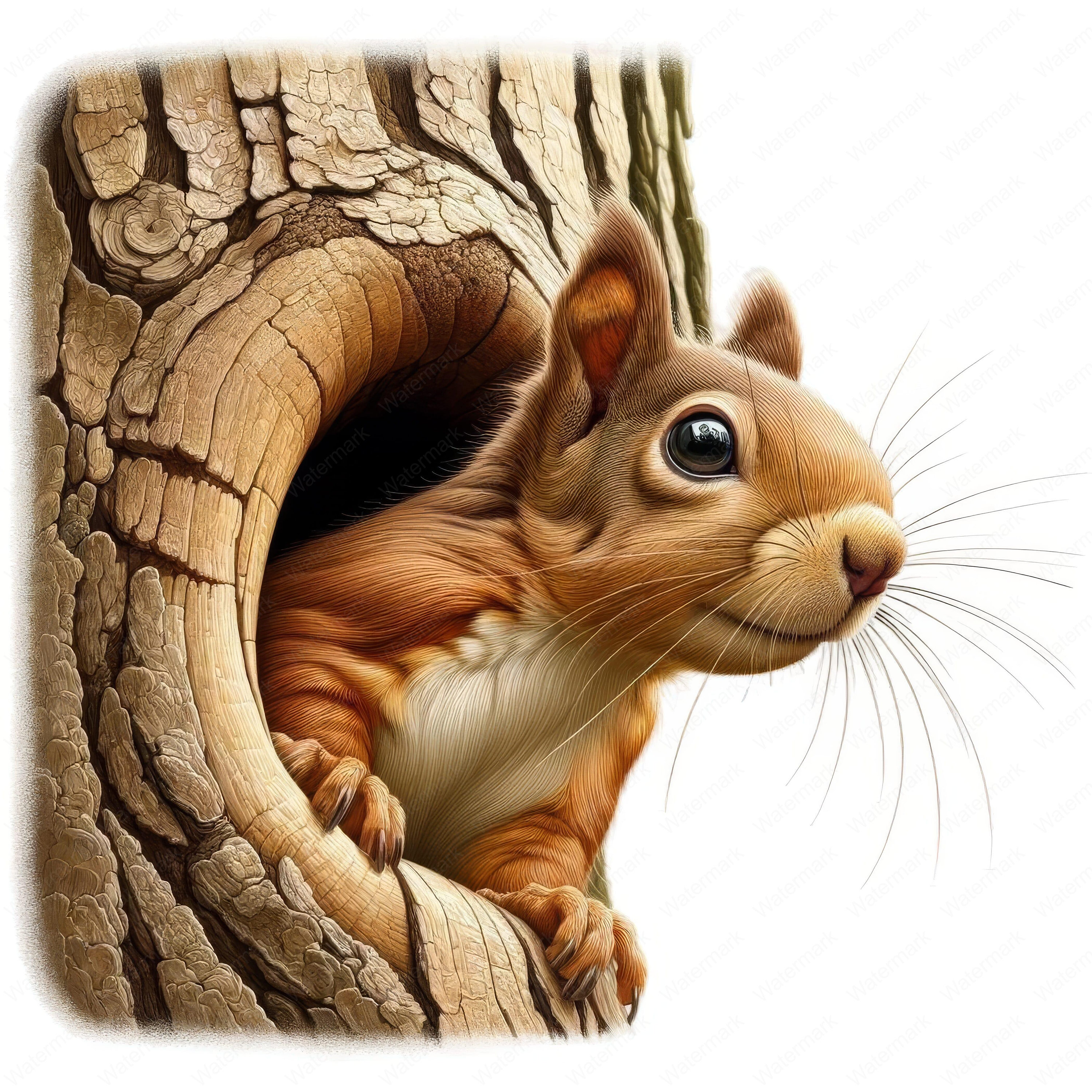 Realistic Squirrel Clipart Bundle: Forest Animal Art (digital Download ...
